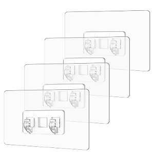 WY LIGHTING LEVEL 4 Pack Shower Caddy Adhesive Replacement Hooks, No Drilling Hooks for Bathroom Shower Caddy Corner Shower Shelf Basket Soap Dish Wall Hanging Hook with Strong Sticky (Double Hooks)