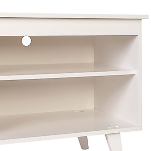 Madesa TV Stand Entertainment Center with 4 Shelves and Cable Management for 50, 55 Inch Media Storage Living Room and Bedroom Modern Wooden Television Media Console - White