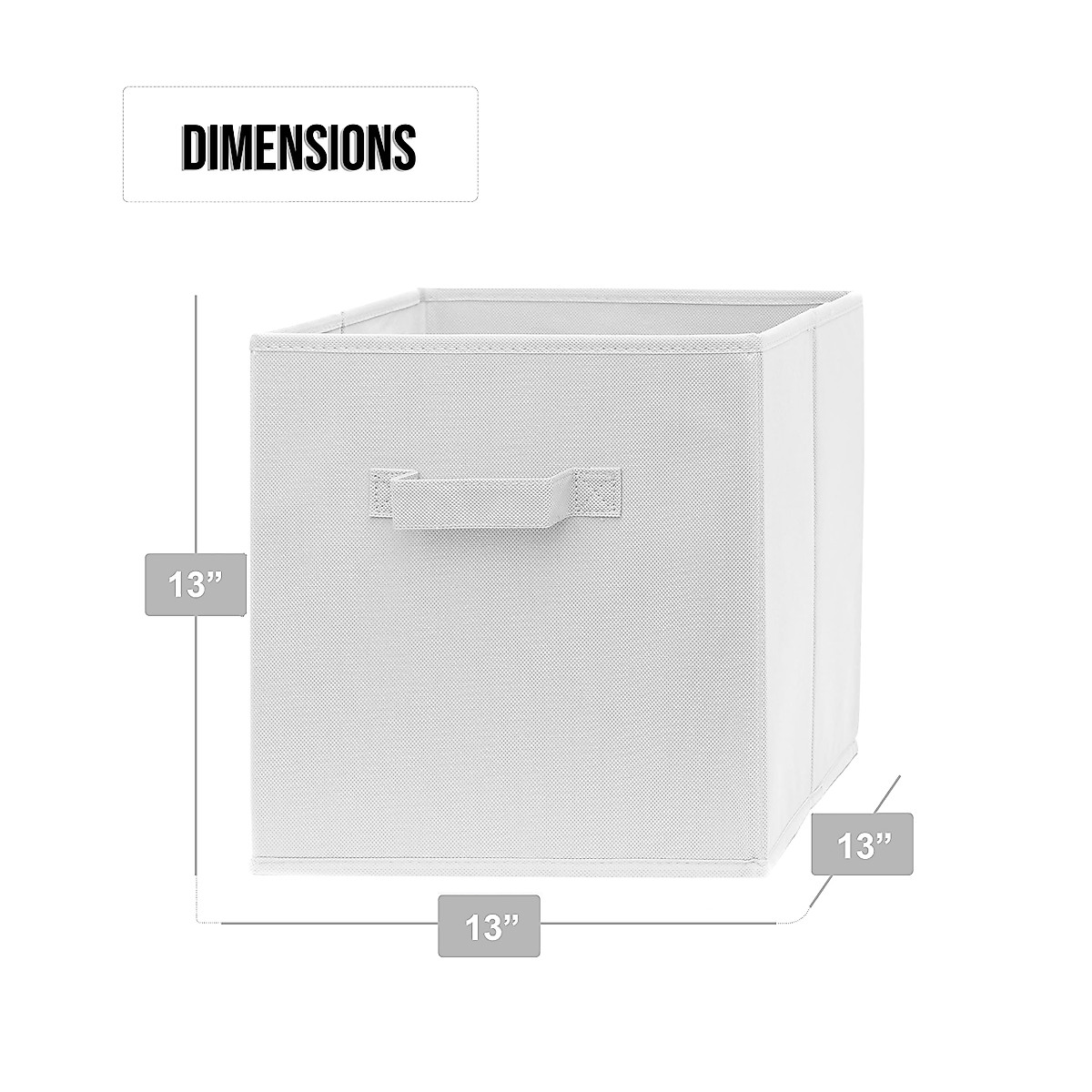 Pomatree 13x13x13 Inch Storage Cubes - 4 Pack - Large and Sturdy Storage Bins | Dual Handles, Foldable | Cube Organizer Bin | Fabric Baskets for Organizing Closet, Clothes and Toys (White)