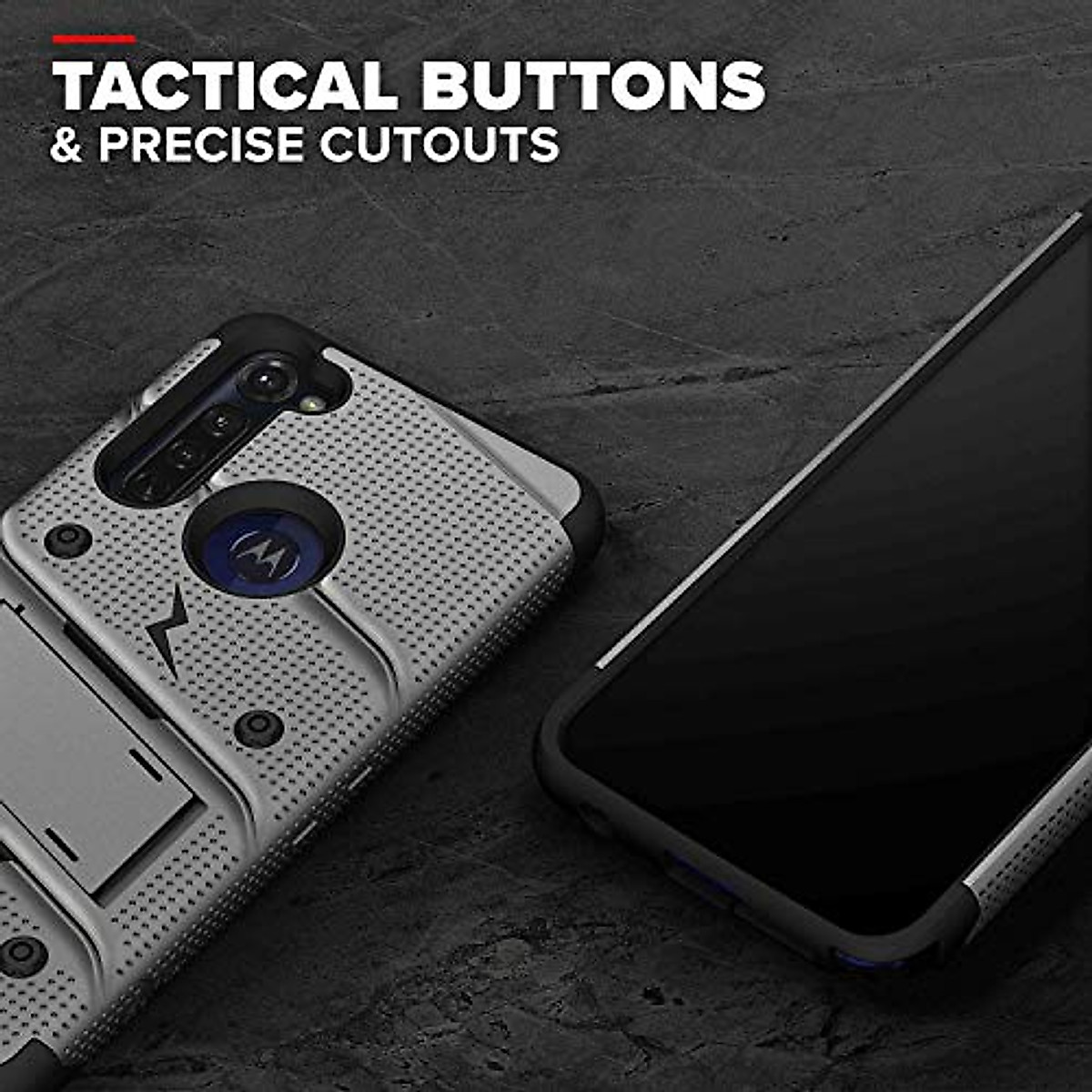 ZIZO Bolt Series for Moto G Stylus (2020) Case with Screen Protector Kickstand Holster Lanyard - Gun Metal Gray & Black