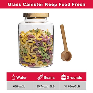Glass Coffee Storage Jar with Lids Scoop Thicken Glass Coffee Canister Borosilicate Glass Food Containers for Ground Coffee Beans Nut Pasta Sugar Candy Spice Rice Loose Tea