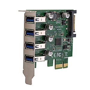 ChenYang 4 Port PCI-E 1X to 4 USB 3.0 HUB PCI Express Expansion Card Adapter with 80/120mm PCI-E Slot Bracket