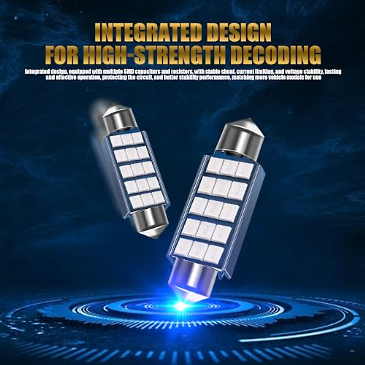 Hawyet 2 PCS Car LED Roof Lights Bulb, 42MM 12V Super Bright Double Tip Waterproof Vehicle Read Lights, Universal Durable 2835 Chips Indoor Lights for License Plate Stepwell Door (Blue Light)