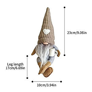JstDoit 2 Pcs Coffee Gnomes Plush Bar Decor, Handmade Swedish Tomte Gnomes Gifts Farmhouse Scandinavian Figurine Gnome for Home Kitchen Coffee Station Table Shelf Decor (Brown)