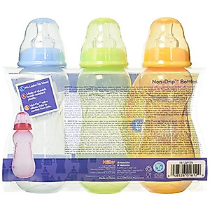 Nuby No-Drip Tinted Bottle 3Pk 10 Ounce - Assorted Colors