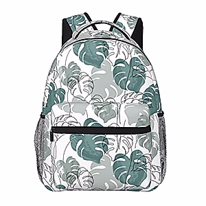 BoeHiop Abstract Monstera Leaves Plant Lightweight Laptop Backpack for Women Men College Bookbag Casual Daypack Travel Bag