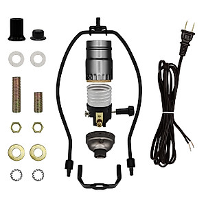 Creative Hobbies Floor Lamp Making Kit - Repair or Rewire Lamps with All Premium Essential Parts, 10 Inch Harp and Extra Long 12 Foot Cord Included (Black)