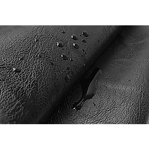 Wento Thick 1 Yard Faux Leather Fabric Soft Skin Grain PU Leather Fabric for Furniture Cover Reupholster Sofa Chairs Cushiones Vinyl Upholstery Fabric (1yard,Black)