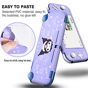 DLseego Switch Lite Skin Sticker Little Devil Rabbit Full Wrap Protective Decal Cute Cartoon Anime Vinyl Console Joy Con Cover - Purple