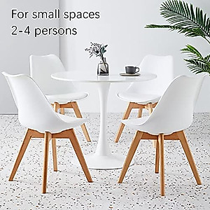 Round Dining Table White with Pedestal Base,31.5" Modern Tulip Dining Room Table for 1-4 People,Pedestal Dining Table with Round Top for Kitchen Living Room (Tulip Dining Table White)