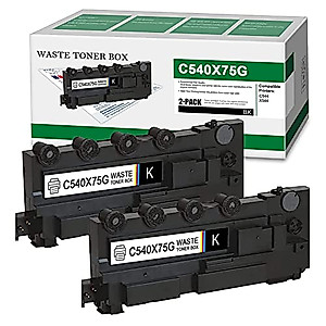 C540X75G Compatible (2 Pack, Black) High Yield Waste Toner Box Replacement for Lexmark C544 and x544 Series Printers Ink Cartridge, Sold by NUC