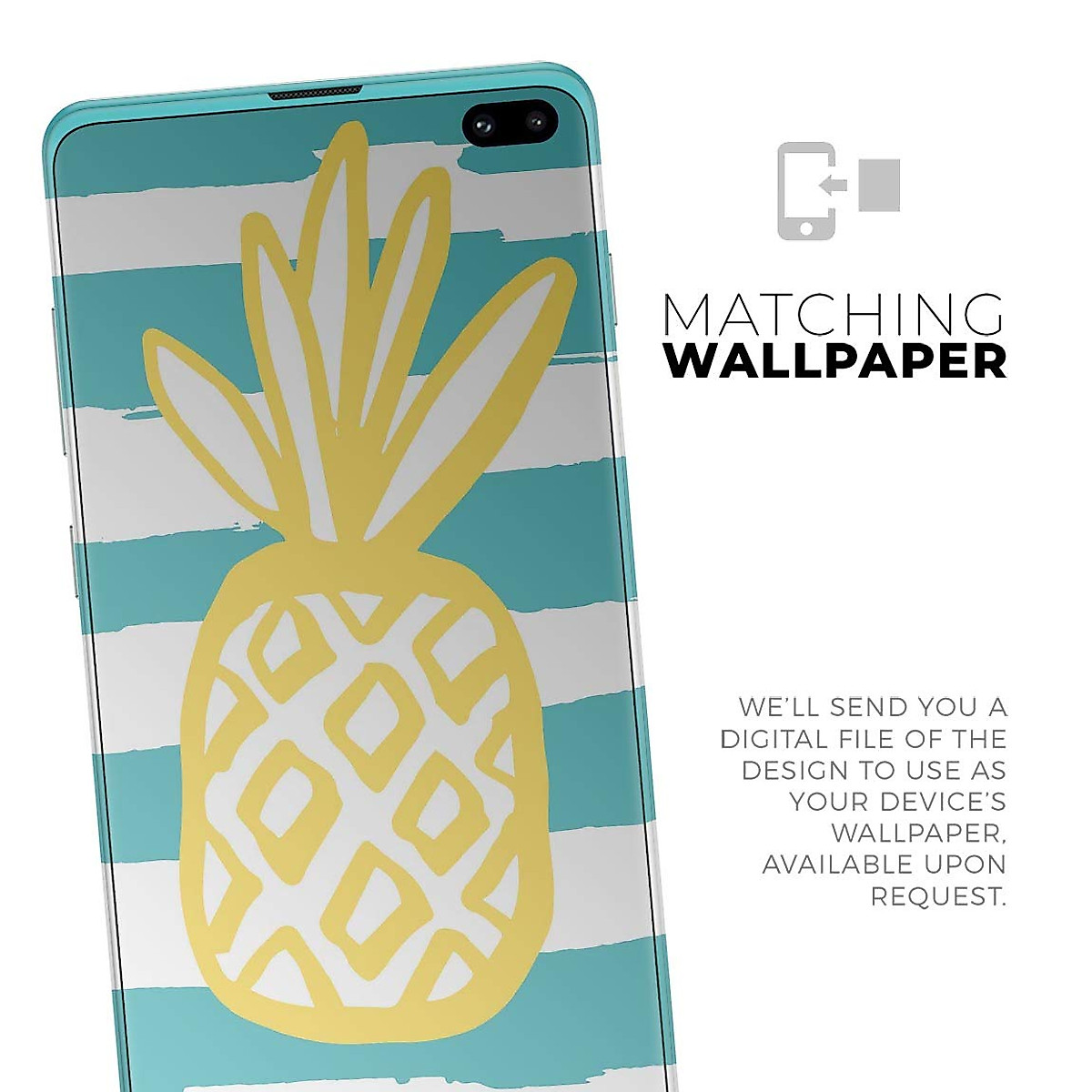 DesignSkinz Striped Mint and Gold Pineapple Protective Vinyl Decal Wrap Skin Cover Compatible with The Samsung Galaxy S20 (Screen Trim & Back Glass Skin)