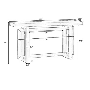 Contemporary Console Table with Industrial-inspired Concrete Wood Top, Accent Storage Cabinet Sofa Table, Buffet Storage Cabinet for Living Room Hallway Entryway Kitchen (Black + Solid Wood+MDF-O66)