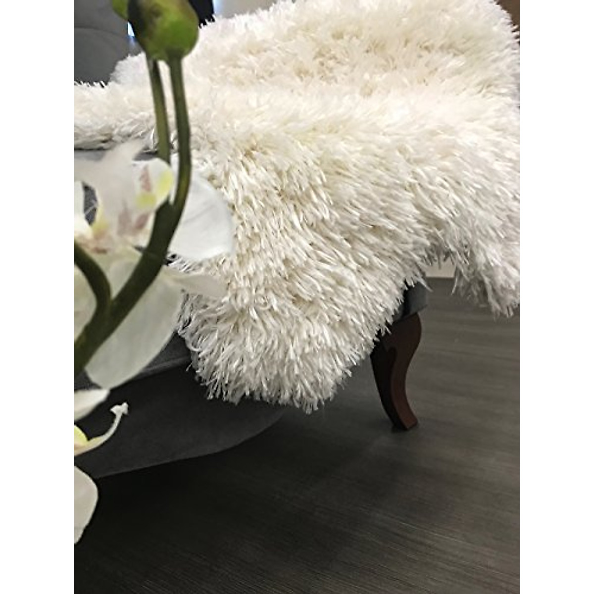 Sweet Home Flokati Collection Shag Abstract Area Rug, 2' x 3'3", Ivory