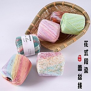 50g/Ball Colorful Lace 100% Cotton Yarn Segmental Dyeing Gradient Yarn DIY Hand Knitting Crochet Garment Doll Lace Yarn (Color : 1PC 756)