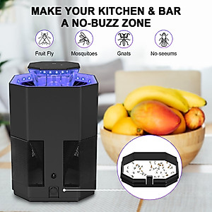 Bug Zapper Indoor, Mosquito Zapper & Killer with Dual Circles of Blue Light & 2 Glue Boards for Mosquitoes Fruit Flies Gnats, Powerful 3 Speed Adjustable Fruit Fly Traps for Indoors Kitchen Home