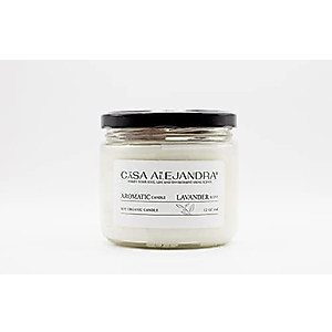 Lavander Aromatherapy Candle with Amethyst and Rose Quartz + Soy Wax + Scented Oil + Cinnamon Decoration + Quartz + Healing Crystal +12 oz. La CASA de ALEJANDRA