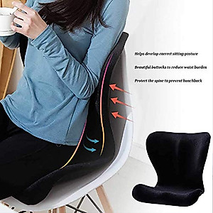 RongJian Seat Cushion Lumbar Support Pillow for Office Chair Designed for Spine and Lower Back Pain Coccyx, Sciatica, Ergonomic, Breathable, for Desk Chairs