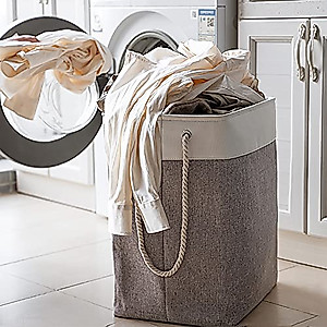 FairyHaus Laundry Basket-2Pack, Freestanding Laundry Hamper with Support Rods & Easy Carry Handles, Fabric Dirty Laundry Hampers Baskets for Clothes Storage Gray 65L