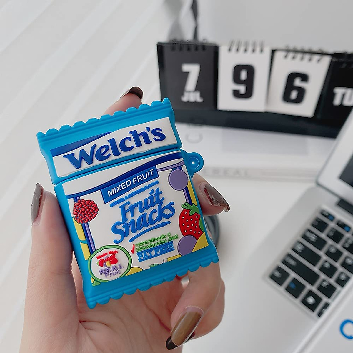 Cute and Interesting,Silicone Airpod Case Covers with Keychain,Compatible with Airpods 1&2 Case,More Attractive airpod case (Fruit Snacks)