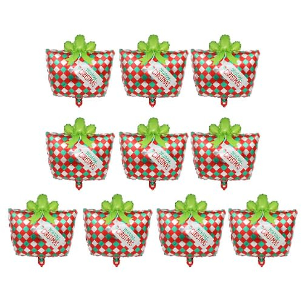 10 Piece Mini Foil Balloon Pack Christmas Balloons Great For NewYear Holiday Parties And Decor Christmas Decorations Foil Balloons Festive Party Mini Christmas Tree Hanging Ornament