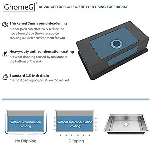 33 Kitchen Sink Undermount - GhomeG 33x19 Inch Undermount Kitchen Sinks Stainless Steel Kitchen Sinks Ledge Workstation Single Bowl 16 Gauge Under Counter Kitchen Sink Basin Round Corners