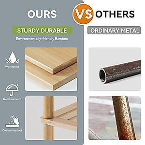 AmazerBath Bamboo Bathroom Shelf, 4-Tier Bathroom Storage Shelf, Multifunctional Storage Rack for Living Room Bedroom Kitchen, Space Saver