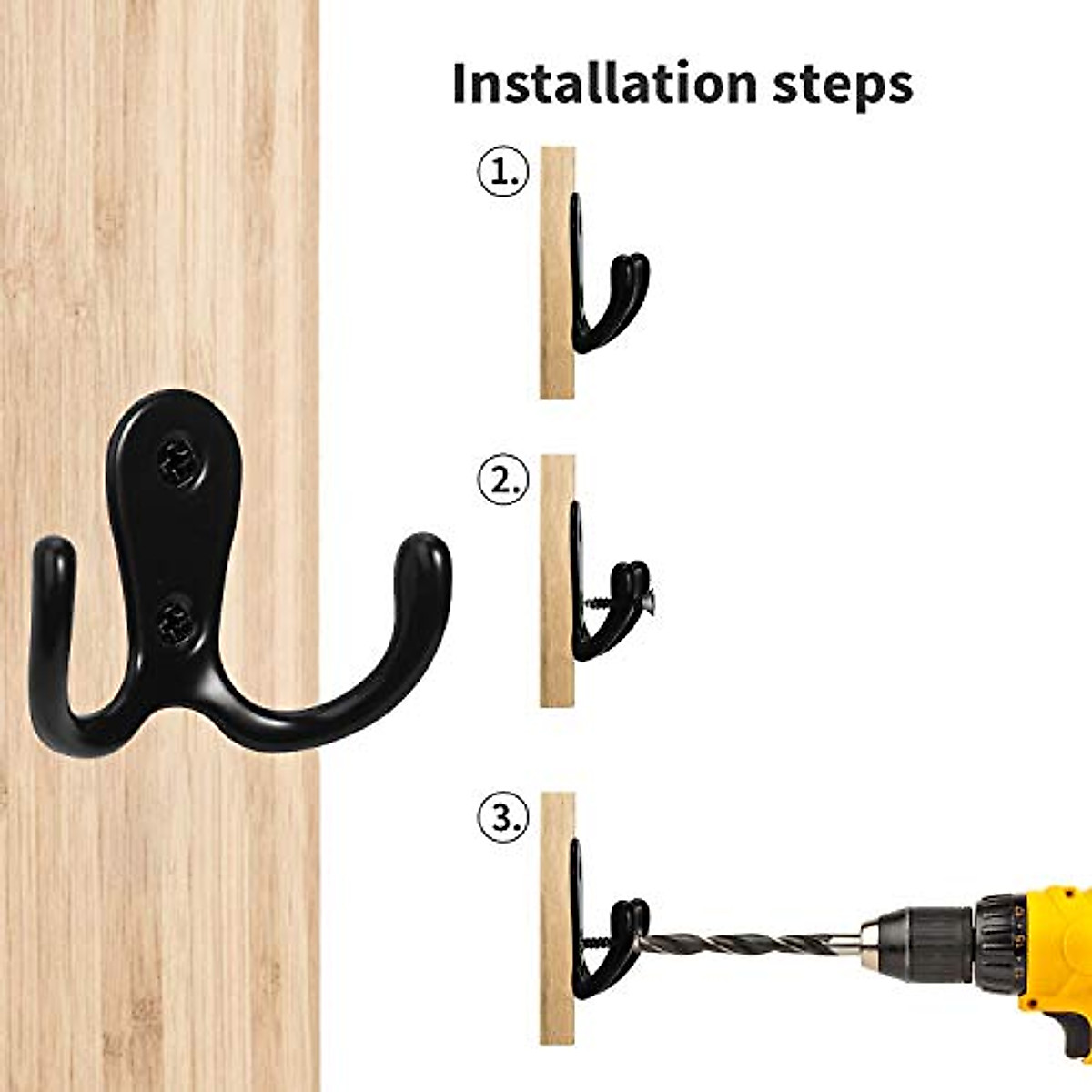 BEIUTAO 21Pcs Black Coat Hooks Wall-Mounted, Mini Black Hooks for Hanging with 42 Screws, Wall Hooks Used for Storage of Scarves, Bags, Towels, Keys, Hats, and Cookware.