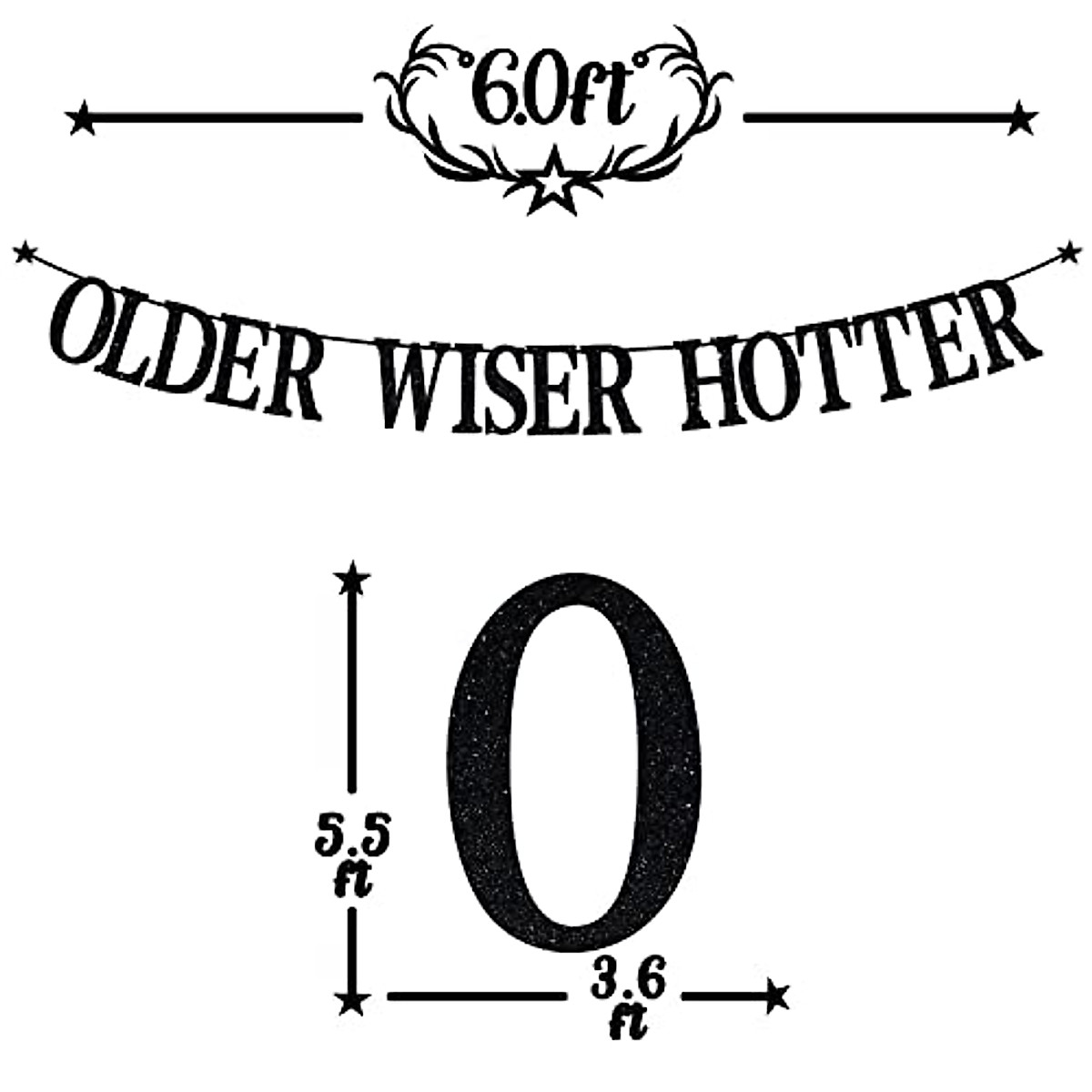 Glitter Older Wiser Hotter Banner, Death to My Youth 30th Birthday Banner Decorations, Funny 30th Birthday Party Decorations for Women (Black)