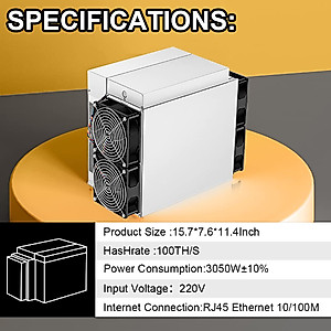 Antminer S19j Pro 100th/s Bitcoin Miner, 3050W BTC BCH Asic Miner Bitcoin Miner Machine Include PSU