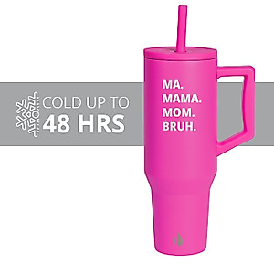 Best Valentine 40oz Tumbler for Her - Insulated Travel Tumbler with Handle, Lid and Straw - Gift for Mom & Mother In Law on Valentine's Day, Birthday & Mother’s Day - Hot Pink