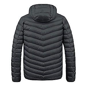 ZSHOW Men's Lightweight Packable Puffer Coat Hooded Warm Winter Jacket(Dark Grey,L)