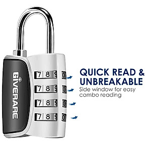 GIVERARE 2 Pack Combination Lock, 4-Digit Padlock Keyless, Resettable Luggage Locks for Backpack, Gym & School & Employee Locker, Weatherproof Travel Lock for Fence, Backyard Gate, Hasp, Case-Silver