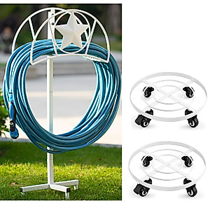 Amagabeli Garden Hose Holder Bundle 2 Pack Plant Caddies White 14inch