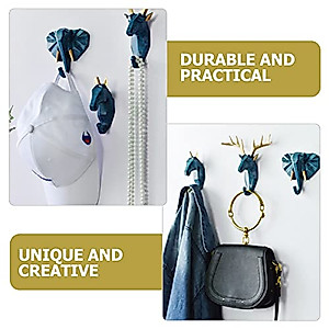 Homoyoyo Jewelry Hanger Cute Wall Hooks Resin Animals Shape Wall Mounted Coat Rack Wall Storage Hangers Wall Art Hook Deer Elephant Coat Elephant Head Wall Decor Wall Mount Clothes Rack