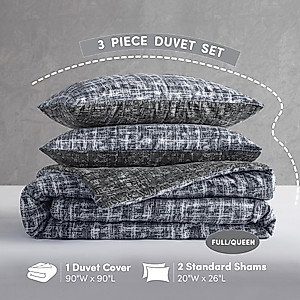 Comfort Spaces Queen Duvet Cover Set - Grey Bedding for All Season, Ultra Soft 3 Pieces Reversible Duvet Cover with 2 Matching Shams, Button Closure, Machine Washable, Full/Queen