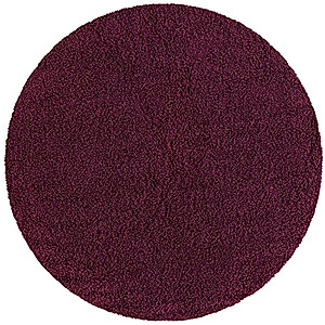 Unique Loom Solid Shag Collection Area Rug (8' Round, Eggplant Purple)