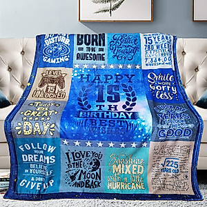 Sulpoie 15 Year Old Boys Gifts for Birthday Blanket 60"x50", 15th Birthday Gifts for Boys, Gifts for 15 Year Old Boys, Quinceanera Gifts, 15th Birthday Decorations for Teen Girls Boys Throw Blanket