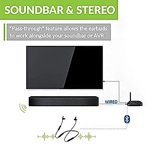 Avantree HT5006 Wireless Earbuds for TV Listening, Passthrough Support, 20Hrs Neckband Headphones with Bluetooth Transmitter for Optical Digital, RCA, 3.5mm AUX TVs, Plug n Play, No Audio Delay