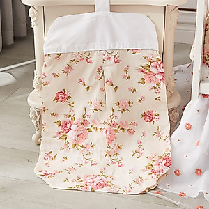 Brandream Crib Bedding Sets for Girls Baby Nursery Bedding Set Crib Comforter Set 100% Cotton - 6Pcs, Beige Farmhouse Country Flower Botanical Blossom Style Lace Crib Bed Skirt Set