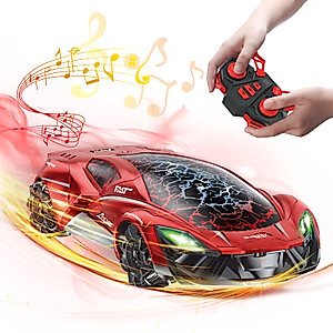 JELOSO Remote Control Car, 4WD 2.4GHz Fast RC Drift Stunt Race Car 360°Rotating Hobby RC Sport Car with LED Lights & Music, Cool Vehicle Toys Birthday Xmas Gifts for Kids Boys Girls Age of 6-12