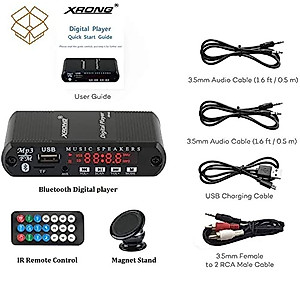 Bluetooth Audio Receiver FM Radio,MP3 Digital Player,LED 4-Digital Display,SD Card/USB Playback 3.5mm Audio Output(Black)