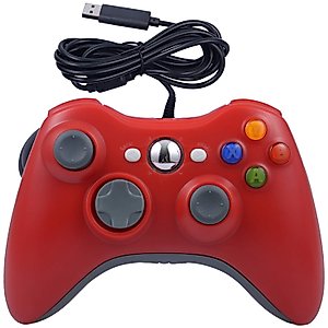 ONE250 USB Wired Game Pad Controller, Compatible with Xbox 360, Xbox 360 Slim, Windows PC - Replacement USB Wired Gamepad (Red)