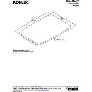 Kohler 471489 K-6637-NA Hardwood Cutting Board, One Size, Wood