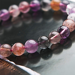 Colorful Natural Cacoxenite Auralite 23 Crystal Round Bead Woman Bracelet 7mm