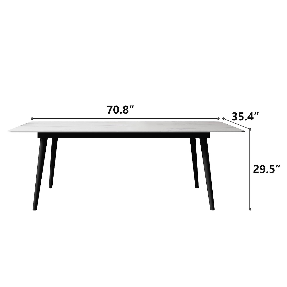 Luck Live 70.8'' Dining Table for 4 to 8 - High Hardness,Smudge Resistance,Fireproof,High Temperature Resistance - New Sintered Stone Material Rectangle Dining Table，Dining Room,White, Easy