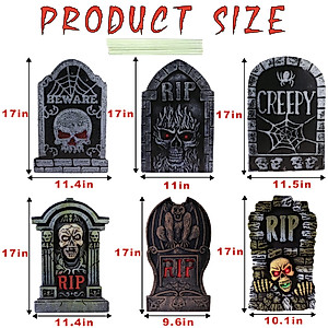 17in Tombstones Yard Sign with Stakes, 6PCS Graveyard Halloween Decorations Scary Gravestone Headstone Lawn Signs Halloween Decor Halloween Tombstones & Cemetery Decorations Waterproof(Large)