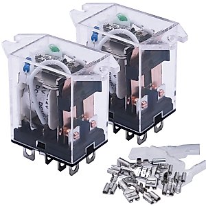mxuteuk 2pcs DC 24V Coil Relay 8 Pin 10A DPDT LED Indicator Electromagnetic Power Relay General Purpose JQX-13F-DZ-DC24V