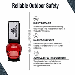 SABRE Frontiersman Bear Bell, Magnetic Silencer, Durable Hook and Loop Strap Attachment, Helps To Prevent Startling Bears While Hiking