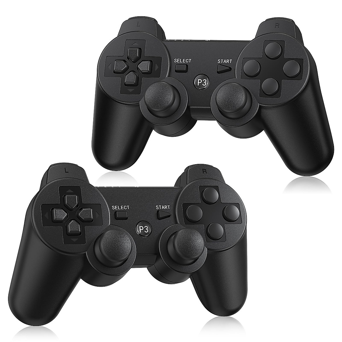 Yinjie PS3 Controller Wireless 2 Pack, with 2 Charging Cables, Compatible with Playstation 3 - Black